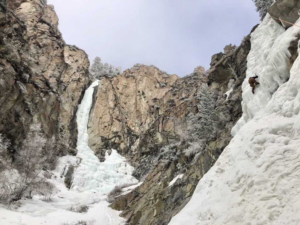 Ice Climbing in Five Springs Falls - Wyoming Mountain Guides